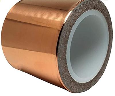 China Copper Flat Strip Roll 25x3mm 2 Inch x 33ft Conductive Adhesive EMI Shielding Tape for sale