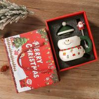 China Christmas Ceramic Mug 500ml Festive Gift Box Santa Snowman Design Custom Colors for sale