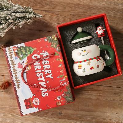 China Christmas Ceramic Mug 500ml Festive Gift Box Santa Snowman Design Custom Colors for sale