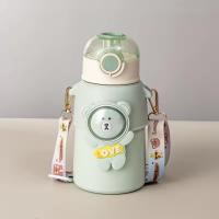 China Custom Cartoon 500ml Stainless Steel Kids Thermos Cup with Straw Lid for sale
