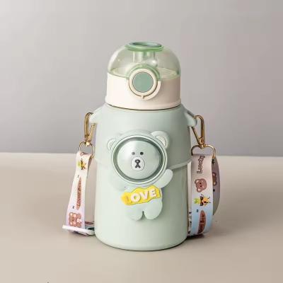 China Custom Cartoon 500ml Stainless Steel Kids Thermos Cup with Straw Lid for sale