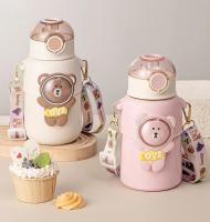 China Custom Cartoon 500ml Stainless Steel Kids Thermos Cup with Straw Lid for sale