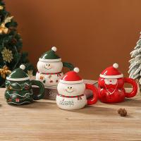 China Ceramic Christmas Snowman Santa Coffee Mug 500ml Holiday Gift Box Set for sale