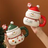 China Ceramic Christmas Snowman Santa Coffee Mug 500ml Holiday Gift Box Set for sale
