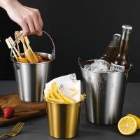 China 304 Stainless Steel Ice Bucket 1L with Handle for Beer Champagne Snack Fried Chicken for sale