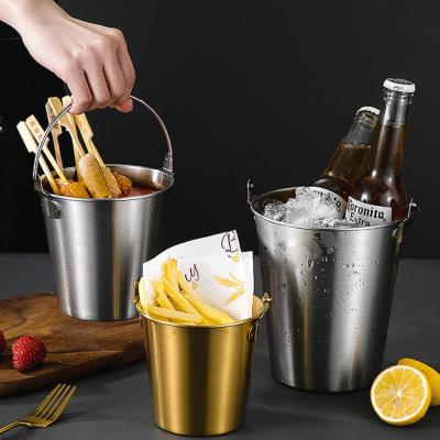 China 304 Stainless Steel Ice Bucket 1L with Handle for Beer Champagne Snack Fried Chicken for sale