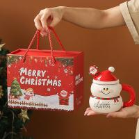China Ceramic Christmas Snowman Santa Coffee Mug 500ml Holiday Gift Box Set for sale
