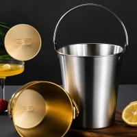China 304 Stainless Steel Ice Bucket 1L with Handle for Beer Champagne Snack Fried Chicken for sale