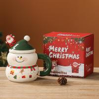 China Ceramic Christmas Snowman Santa Coffee Mug 500ml Holiday Gift Box Set for sale