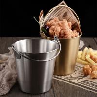 China 304 Stainless Steel Ice Bucket 1L with Handle for Beer Champagne Snack Fried Chicken for sale