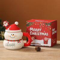 China Ceramic Christmas Snowman Santa Coffee Mug 500ml Holiday Gift Box Set for sale