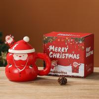 China Ceramic Christmas Snowman Santa Coffee Mug 500ml Holiday Gift Box Set for sale