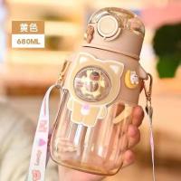 China Wholesale 680ml PC PP Kids Outdoor Sports Water Bottle with Straw Custom Color for sale