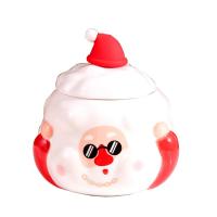 China Customized Logo Acceptable Ceramic Mug with Lid Cute Christmas Snowman Design 3 Colors for sale