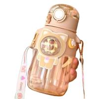 China Wholesale 680ml Plastic Water Bottle with Straw for Children Custom Color PC PP for sale