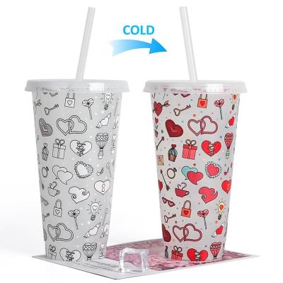 China 24oz BPA Free Plastic Color Changing Tumbler with Lid and Straw Customizable for sale