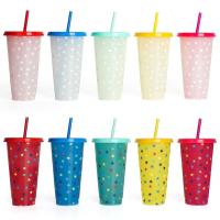 China 24oz BPA Free Plastic Color Changing Tumbler with Lid and Straw Customizable for sale