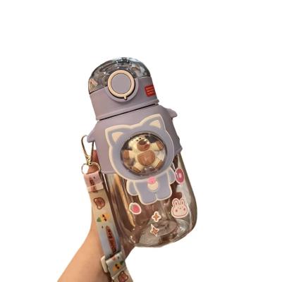 China Wholesale 680ml Plastic Water Bottle with Straw for Outdoor Travel Youth PC PP for sale