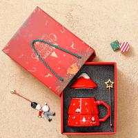 China Christmas Tree Design Ceramic Mug Gift Box Set with Lid Spoon 500ml Capacity for sale