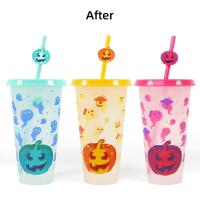 China Custom Printed 24oz BPA Free Plastic Coffee Cup with Lid and Straw Reusable for sale