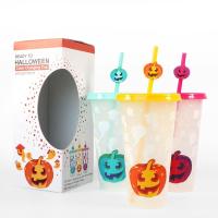 China Custom Printed 24oz BPA Free Plastic Coffee Cup with Lid and Straw Reusable for sale