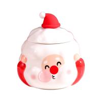 China American Style Christmas Santa Snowman Ceramic Coffee Mug 500ml with Lid and Spoon Gift Set for sale
