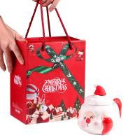 China American Style Christmas Santa Snowman Ceramic Coffee Mug 500ml with Lid and Spoon Gift Set for sale
