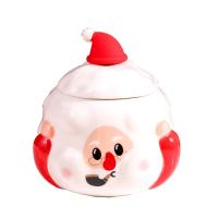 China American Style Christmas Santa Snowman Ceramic Coffee Mug 500ml with Lid and Spoon Gift Set for sale