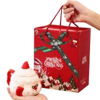China Christmas Ceramic Coffee Mug 500ml Santa Cartoon Design with Lid and Spoon Gift Set for sale