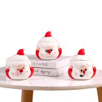 China Christmas Ceramic Coffee Mug 500ml Santa Cartoon Design with Lid and Spoon Gift Set for sale