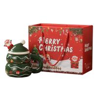 China Christmas Ceramic Mug 500ml American Style Santa Snowman Gift Box with Spoon for sale