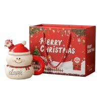 China Christmas Ceramic Mug 500ml Snowman Santa Design Gift Box with Handgrip for sale