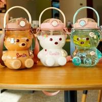 China Back to School Students Portable Plastic Water Bottle With Straw and Large Capacity for sale