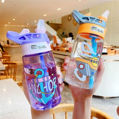 China 480ml Kids Plastic Water Bottle Leakproof Portable Straight Drink with Straw Custom Logo for sale