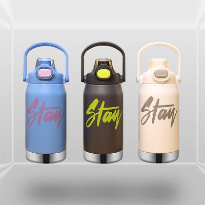 China Children Cartoon Vacuum Flask 950ml Kids Insulated Thermal Water Bottle with Straw 316 Stainless Steel for sale