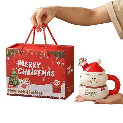China Ceramic Christmas Mug 8.5x6.8cm 500ml Santa Snowman Design with Gift Box for sale