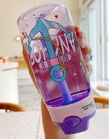 China Custom Logo 480ml Anti-Corrosion Coated Plastic Baby Drinking Water Bottle with Straws for sale