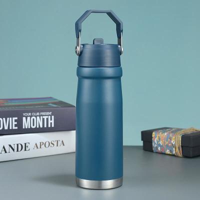 China 304 Stainless Steel Double Walled Vacuum Bottle 550ml 650ml with Handle for Travel Business for sale