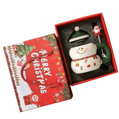China Christmas Ceramic Coffee Mug 500ml Cute Snowman Santa Gift Box for sale
