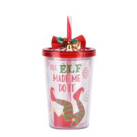 China The Most Popular Christmas Bell Double-layer Plastic BAP FREE Straw Drinking Water Cup for sale