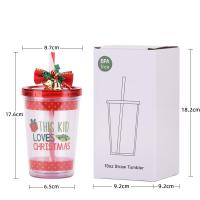 China Cute Design Style Christmas Bell Double-layer Plastic BAP FREE Straw Drinking Water Cup for sale