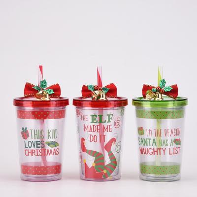 China Reusable 10oz Double Wall Clear Acrylic Plastic Water Tumbler with Straw BPA Free for sale