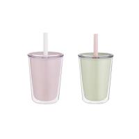 China TOUR Double Wall Portable Plastic Water Bottle With Straw Large Capacity Beverage Cup for sale