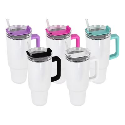 China 40oz Stainless Steel Tumbler with Handle and Straw Lid Insulated Car Cup for Work for sale