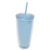 China 24oz BPA Free Double Wall Plastic Tumbler with Straw and Lid for Adults for sale