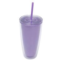 China 24oz BPA Free Double Wall Plastic Tumbler with Straw and Lid for Adults for sale