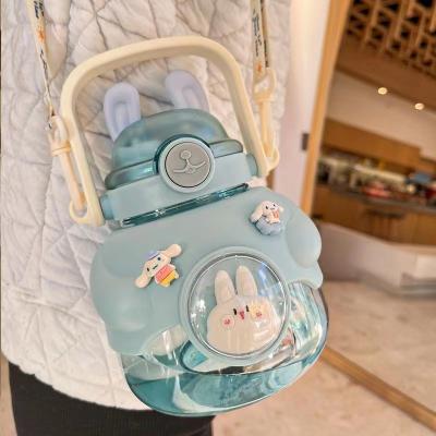China Wholesale 1150ml Children Plastic Water Bottle with Straw Leakproof Self Driving Travel for sale