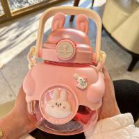 China Wholesale 1150ml Children Plastic Water Bottle with Straw Leakproof Self Driving Travel for sale