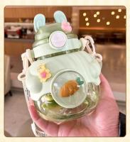 China Wholesale 1150ml Children Plastic Water Bottle with Straw Leakproof Self Driving Travel for sale
