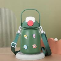 China 800ml Stainless Steel Vacuum Flask Big Belly Cup with Straw for Kids Cute Cartoon Design 316 for sale